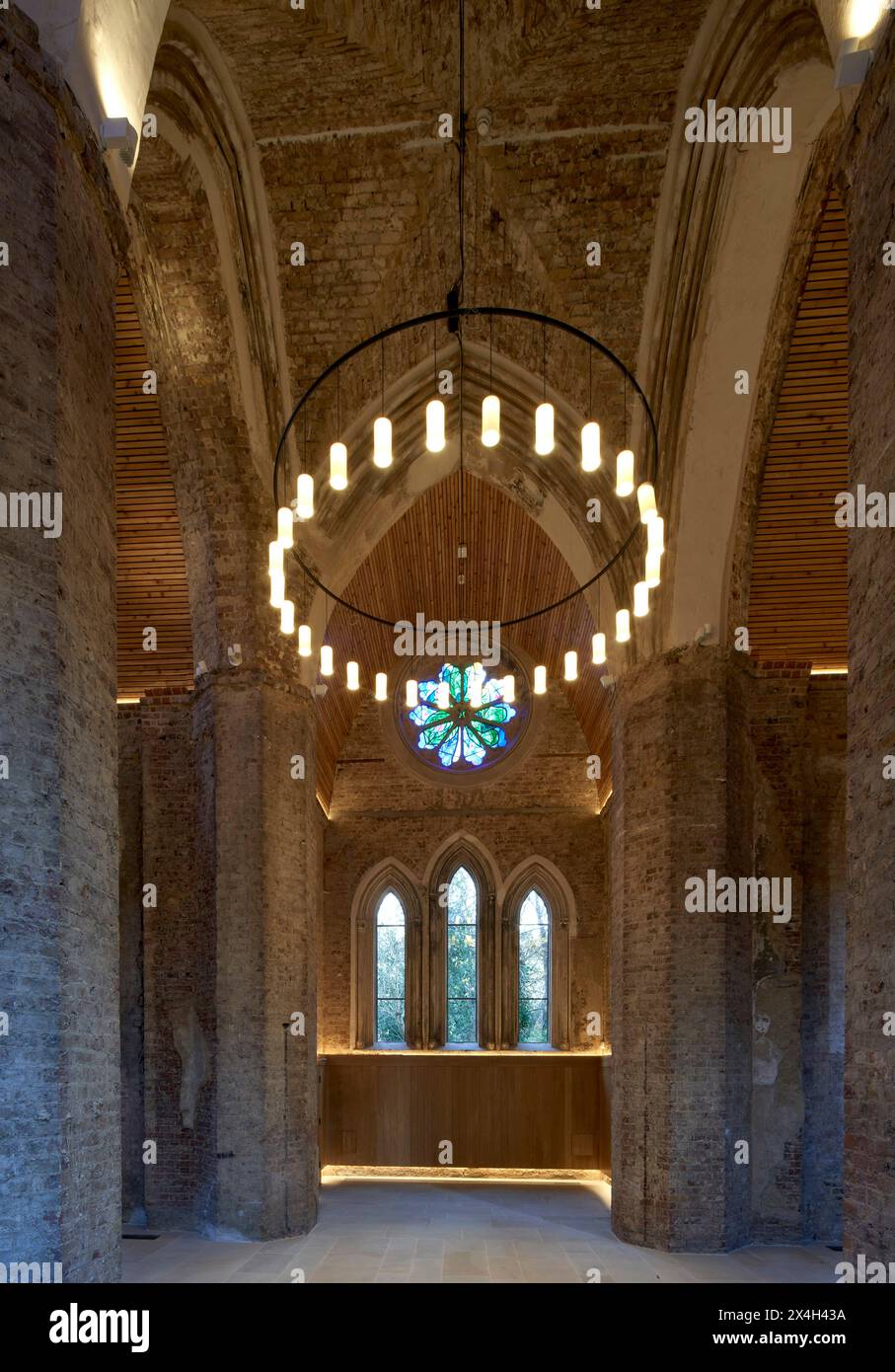 Gothic arches of windows and interior. Abney Park Chapel, London ...