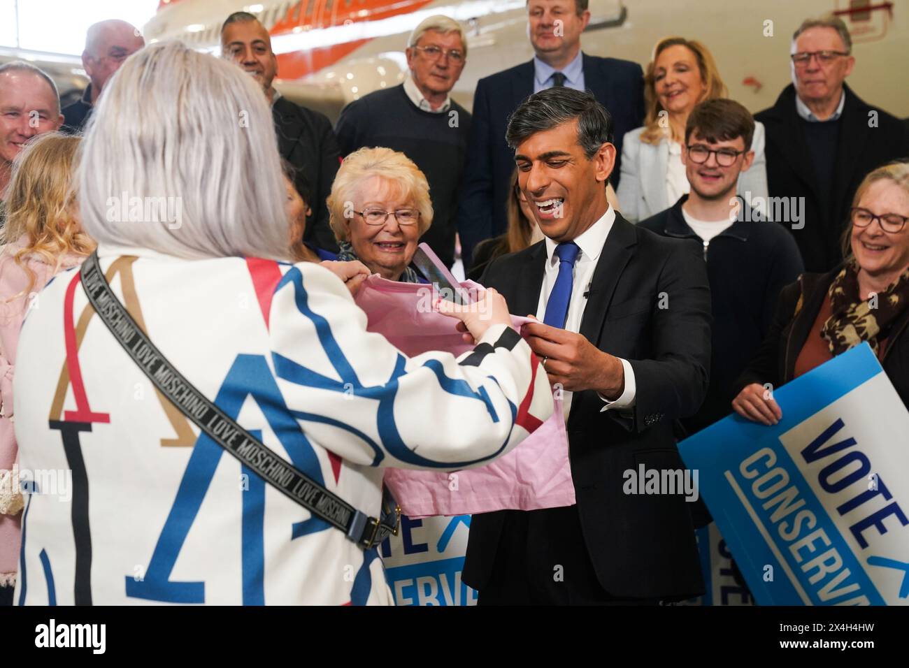 Prime Minister Rishi Sunak greets supporters in Teesside celebrating ...