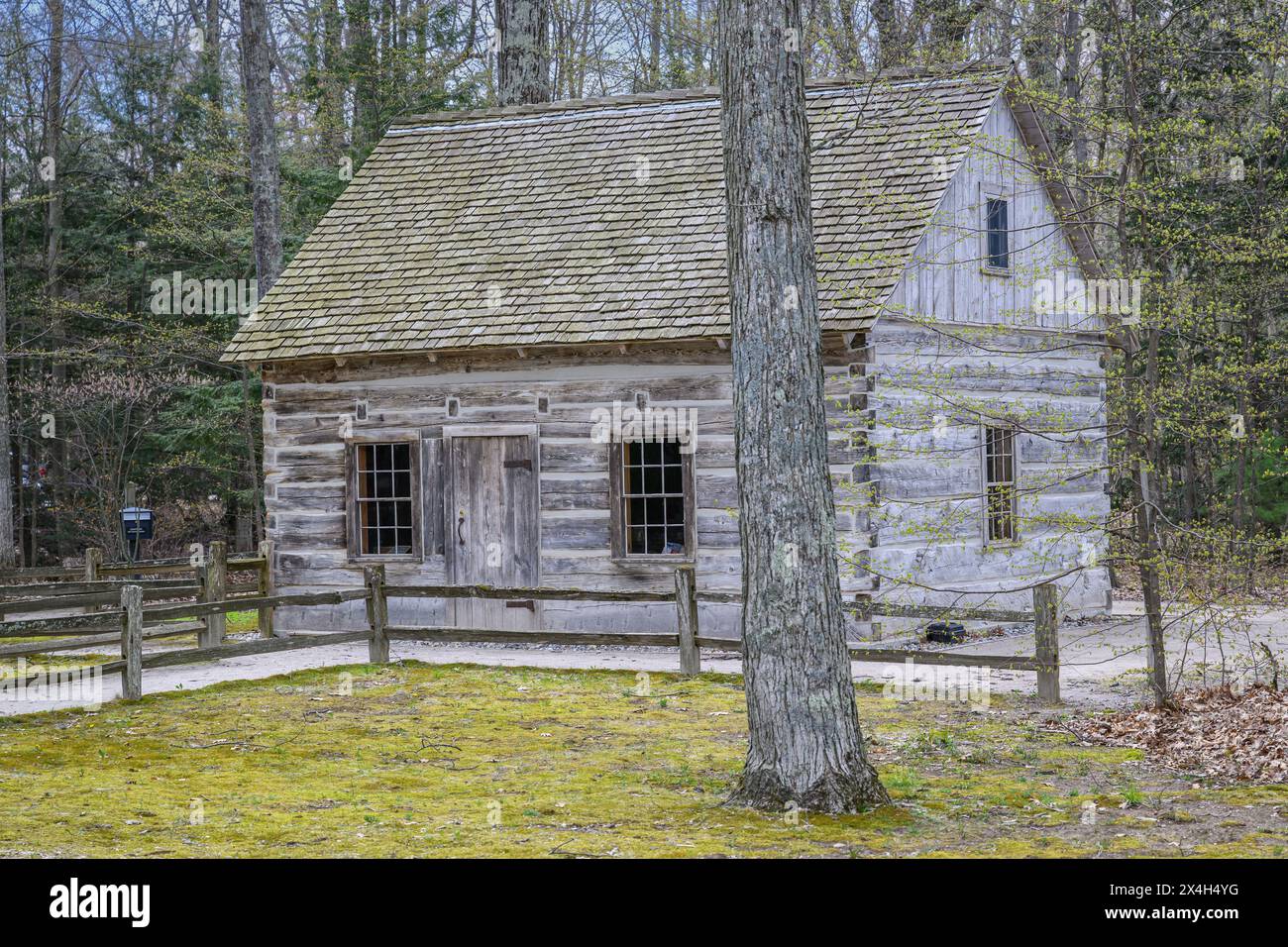 The Hesler Log House, an 1850's log house located at the Old Mission ...