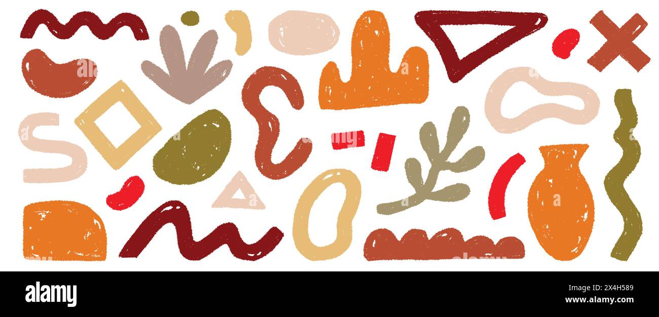 Organic abstract shape color set. Abstract texture brush stroke kid ...