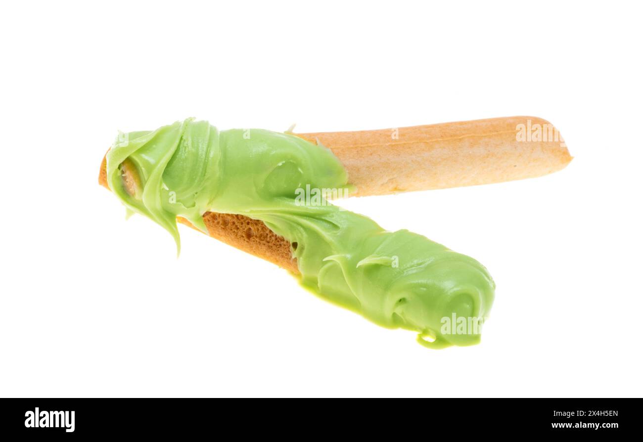 biscuit stick with pistachio cream isolated on white background Stock ...