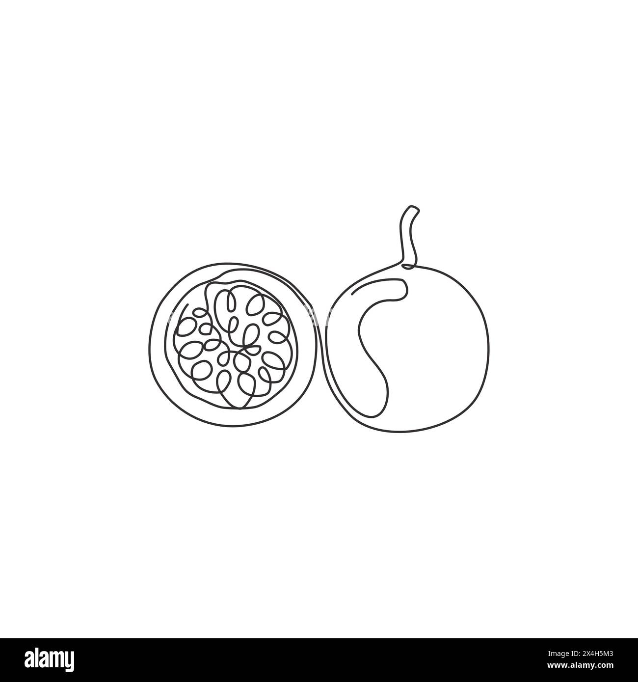 One continuous line drawing whole healthy organic passion fruit for ...