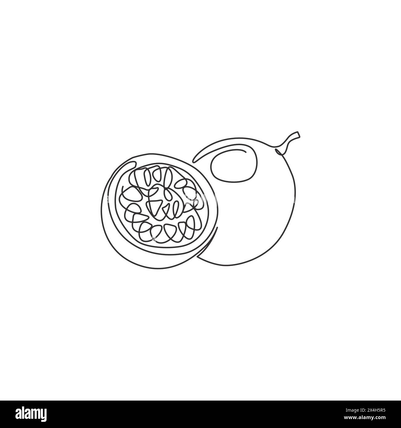 One single line drawing of whole healthy organic passion fruit for ...