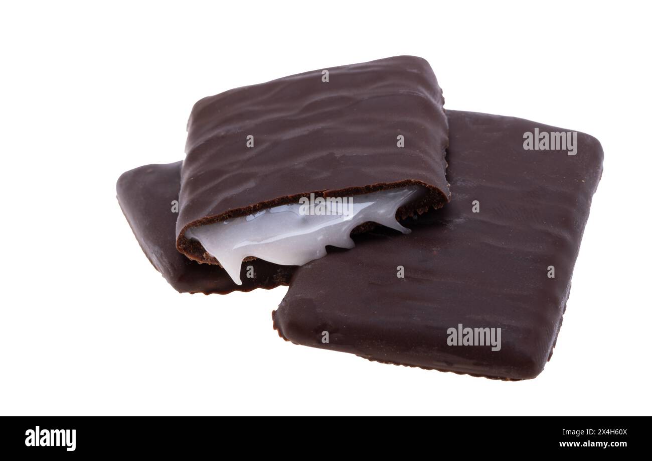 chocolate candies with mint filling isolated on white background Stock ...