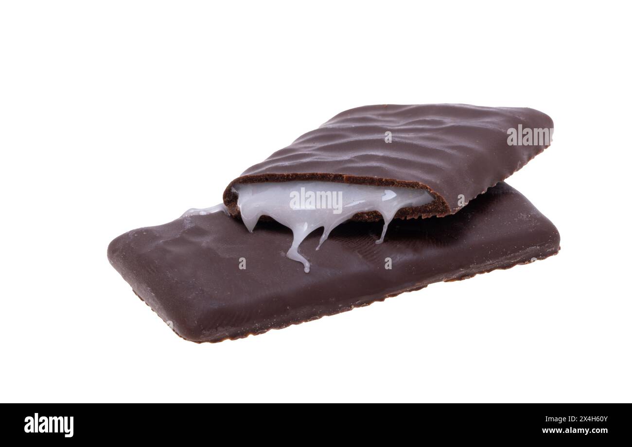 chocolate candies with mint filling isolated on white background Stock ...