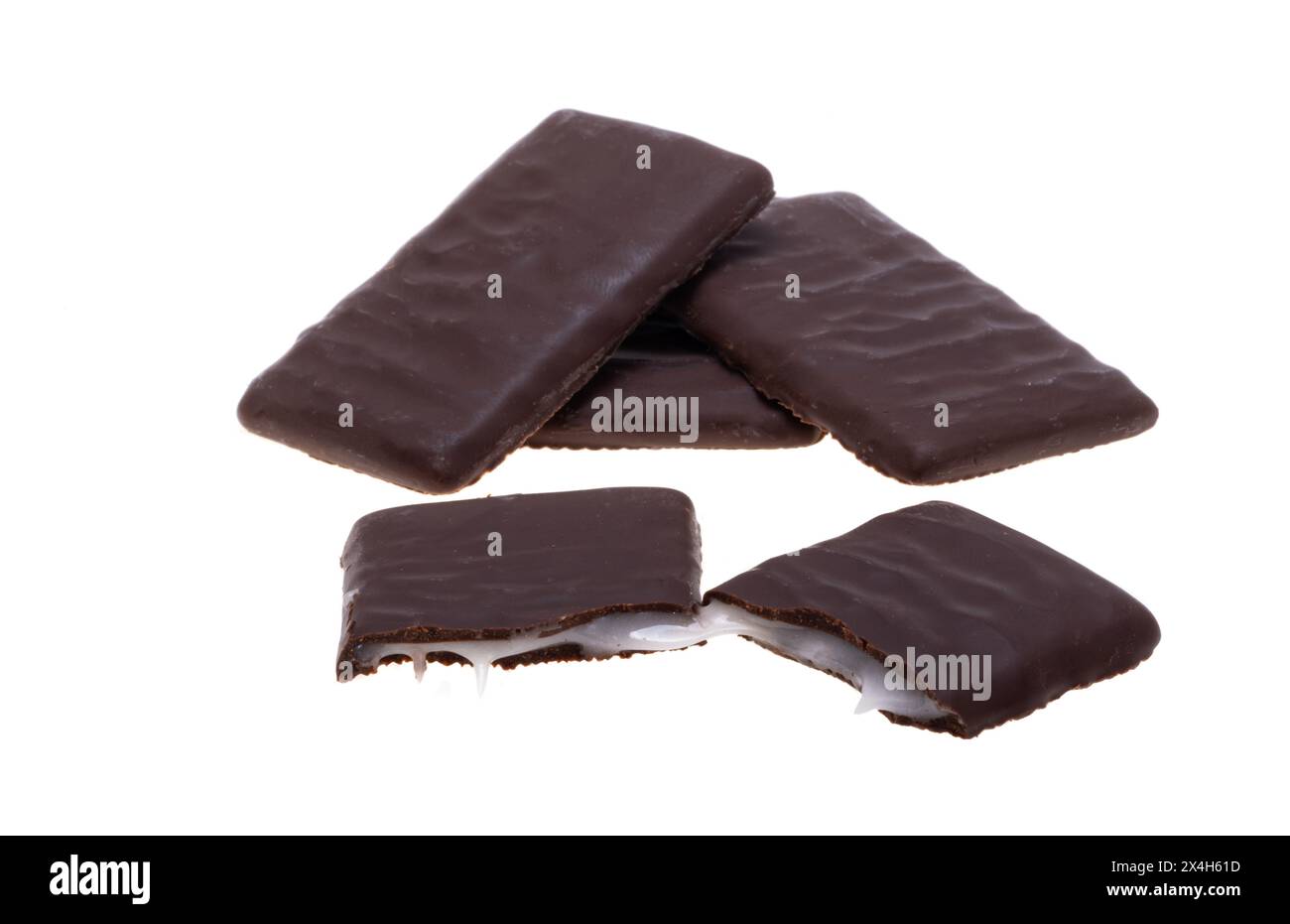 chocolate candies with mint filling isolated on white background Stock ...