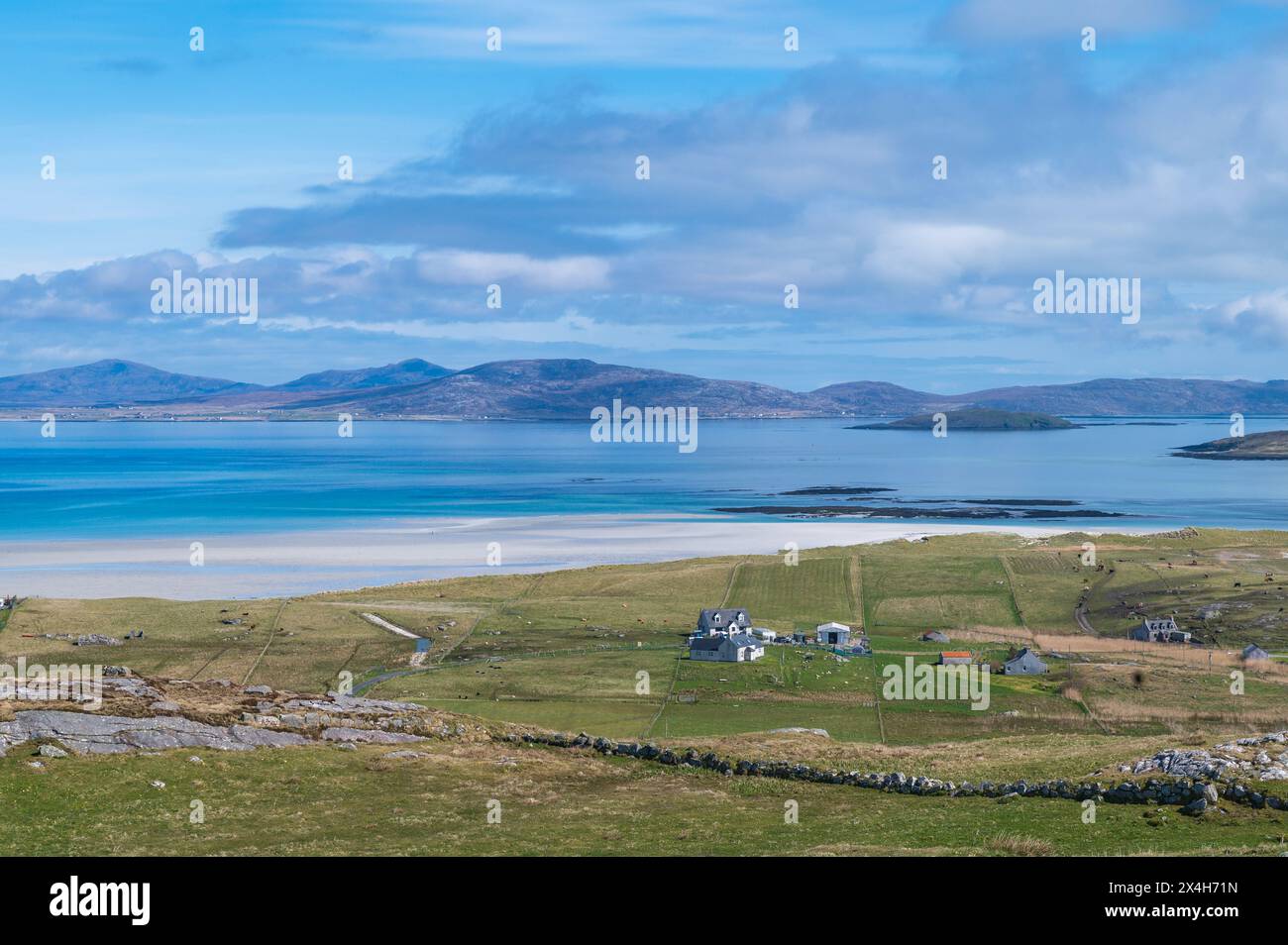 Views north to South Uist from the slopes of Ben Eoligarry on The Isle ...