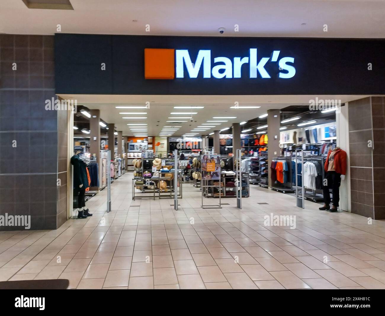 Toronto, ON, Canada - January 10, 2024: View at the logo sign of Mark’s ...