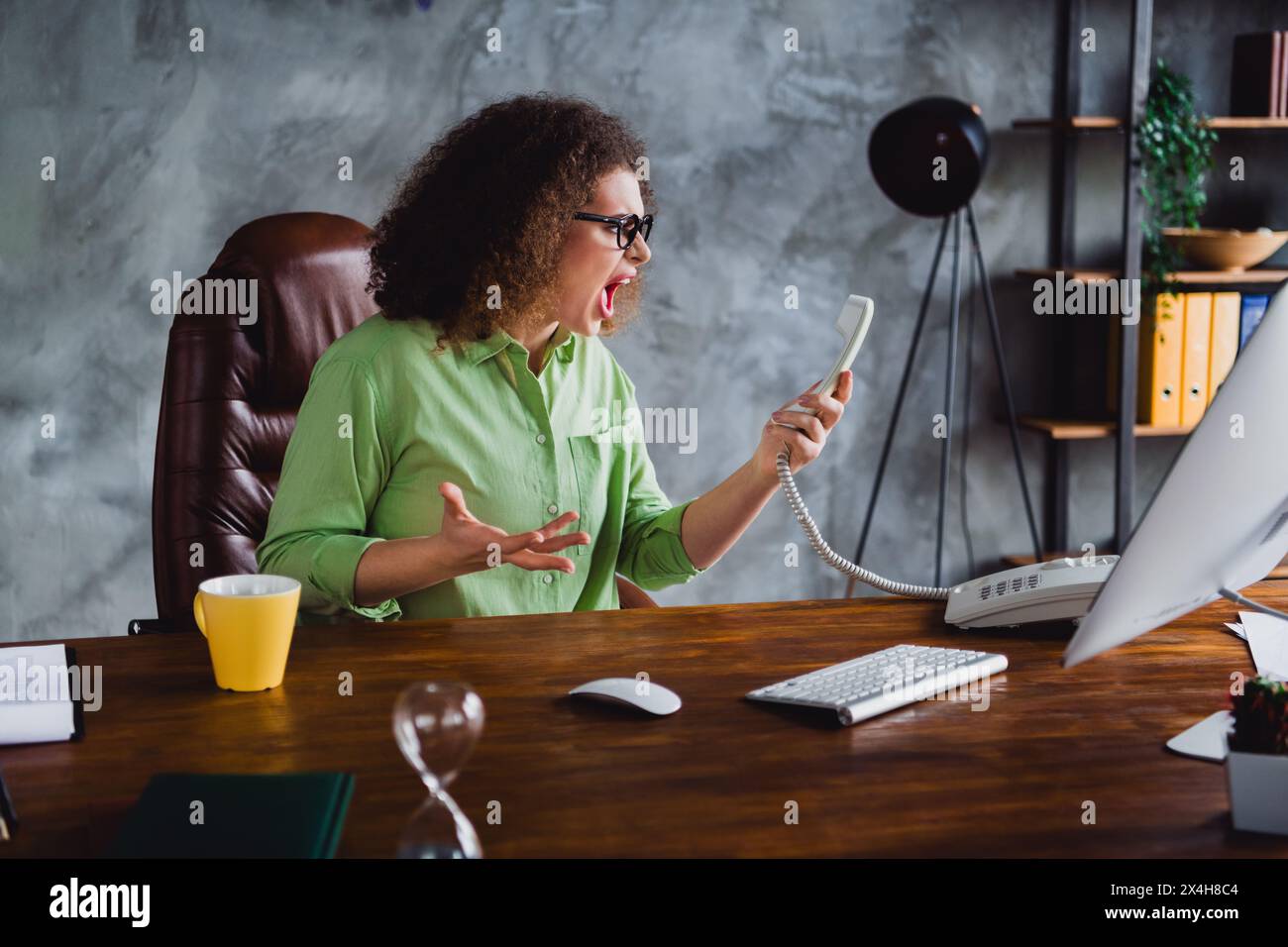 Photo of aggressive mad woman loud shouting failure conflict bad mood ...