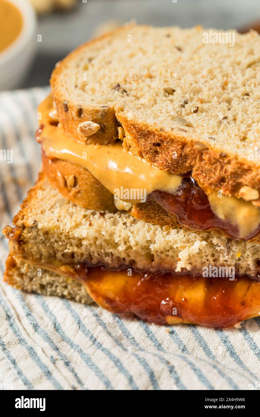 Homemade Peanut Butter and Jelly Sandwich with Whole Wheat Bread Stock ...