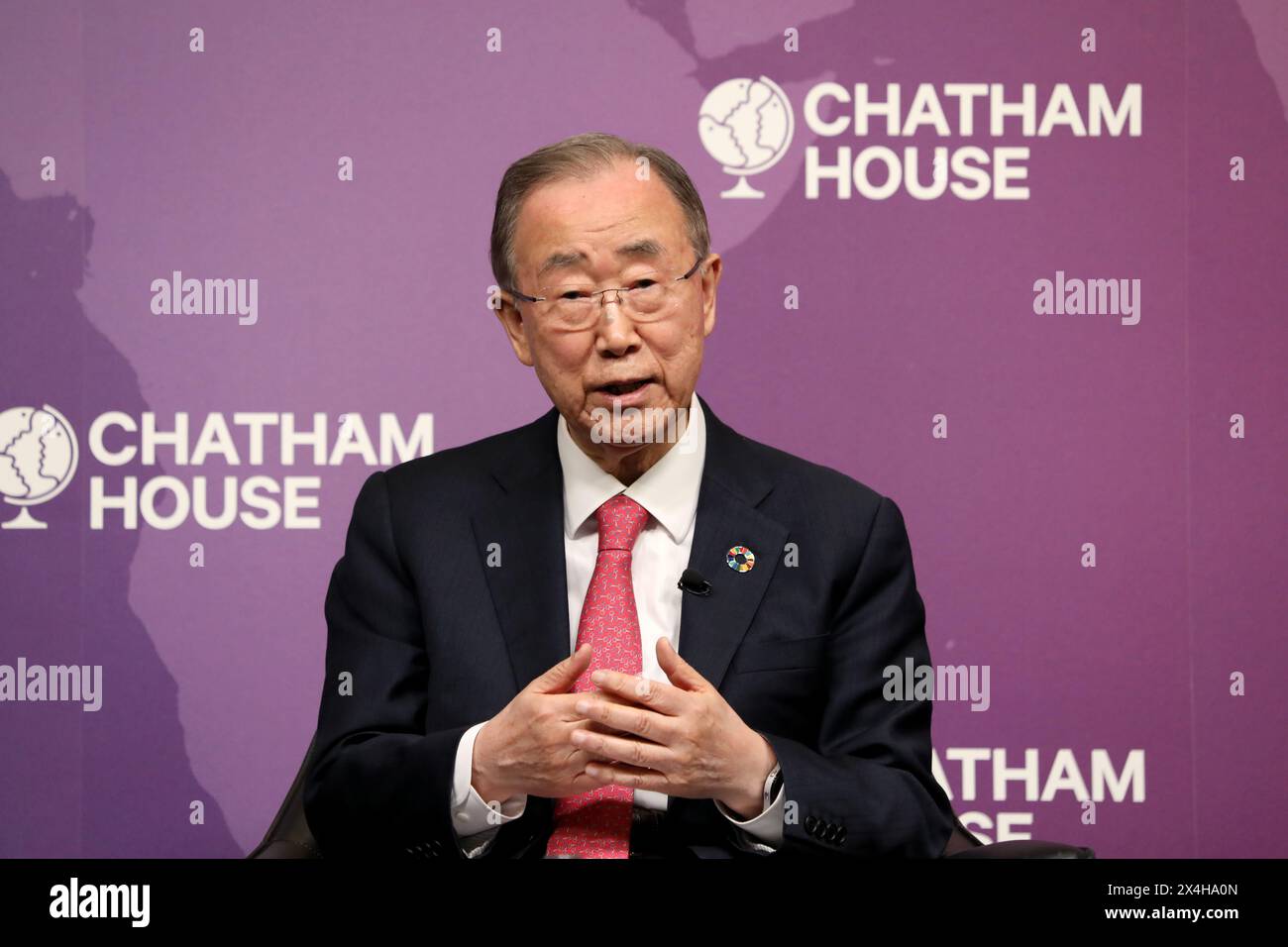London, UK. 03 MAY 2023. Former UN secretary general Ban Ki-moon speaking about climate change ...