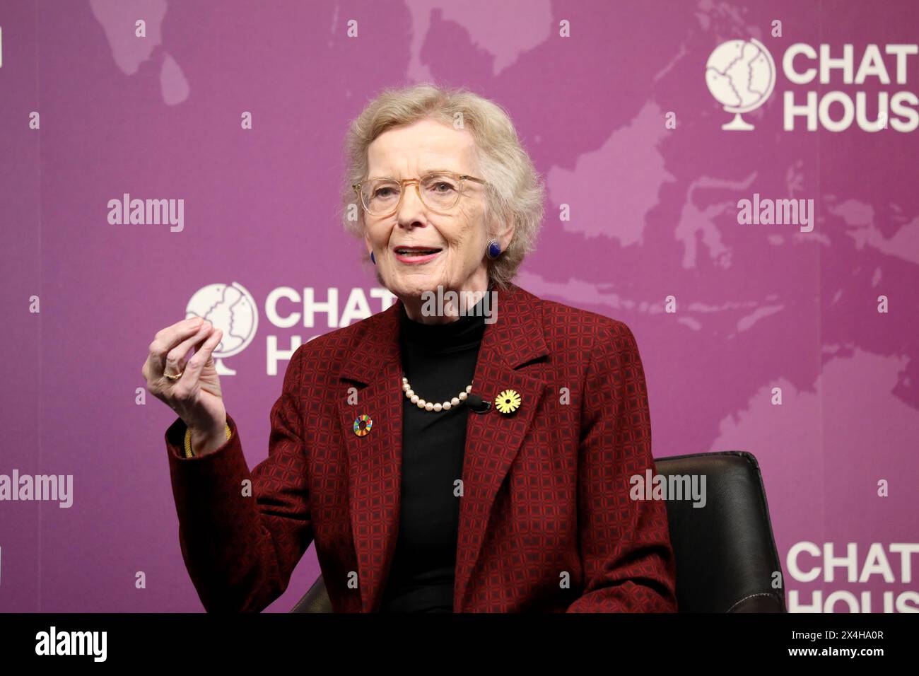 London, UK. 03 MAY 2023. Former president of Ireland Mary Robinson ...