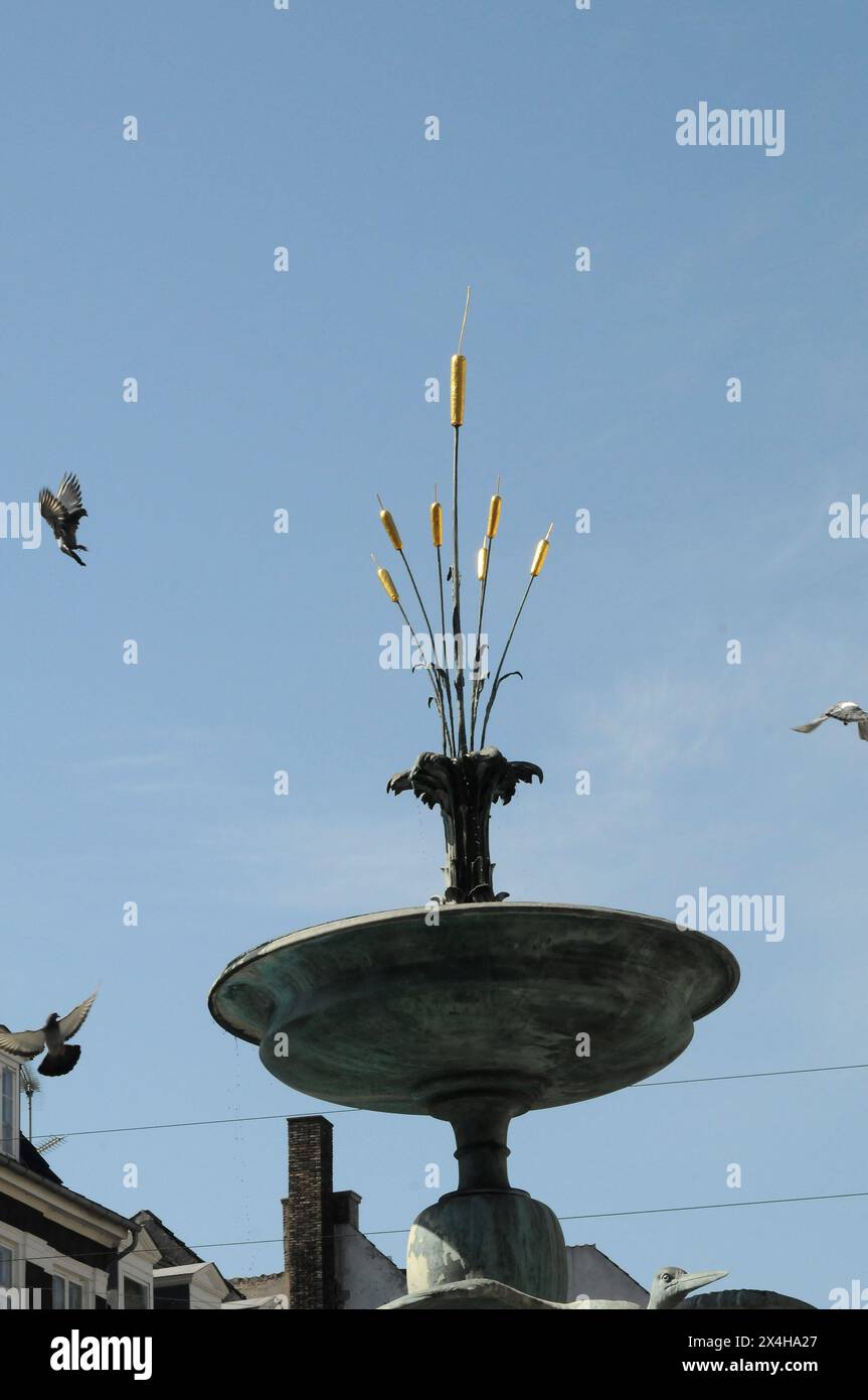 Copenhagen, Denmark /03 May 2024/.Stork fountain on amager torv on ...