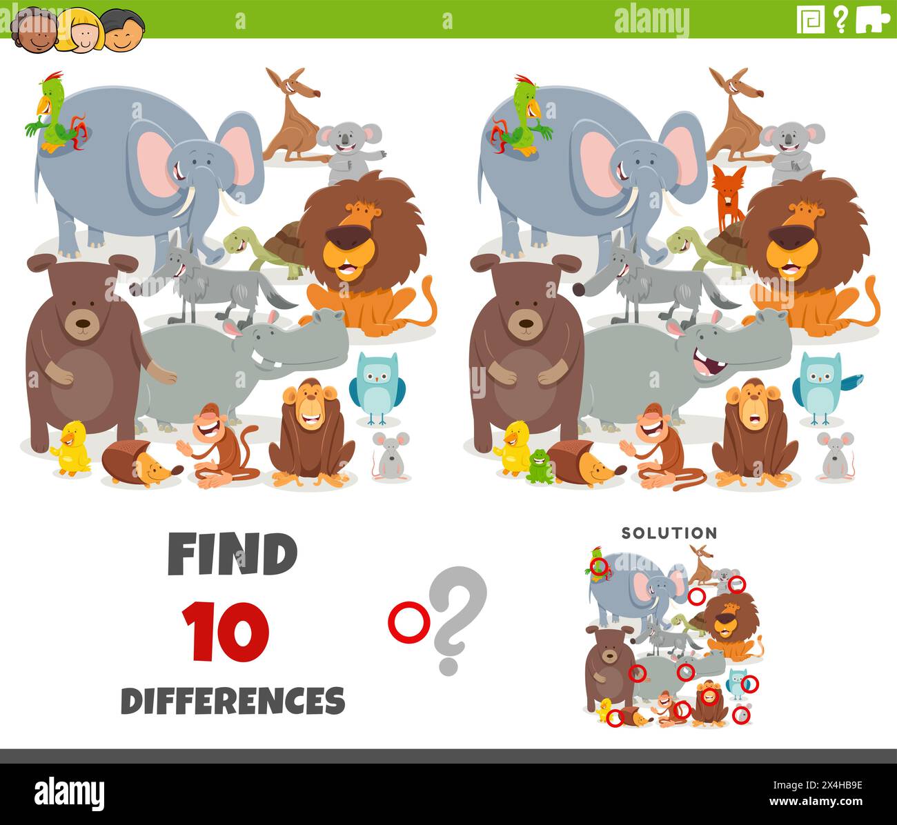 Cartoon illustration of finding the differences between pictures ...