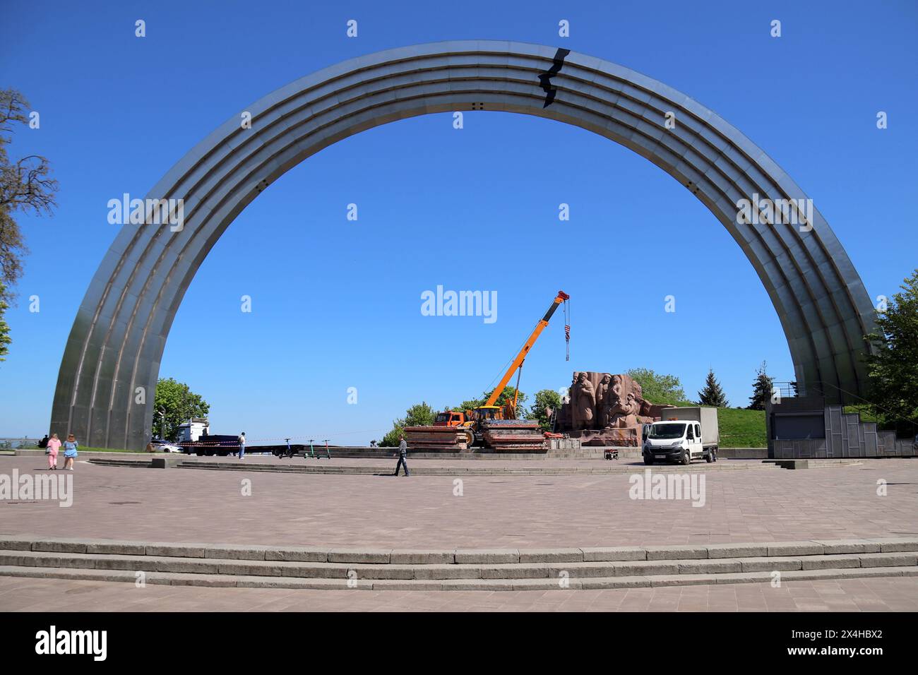 Non Exclusive: KYIV, UKRAINE - APRIL 30, 2024 - Workers are dismantling ...