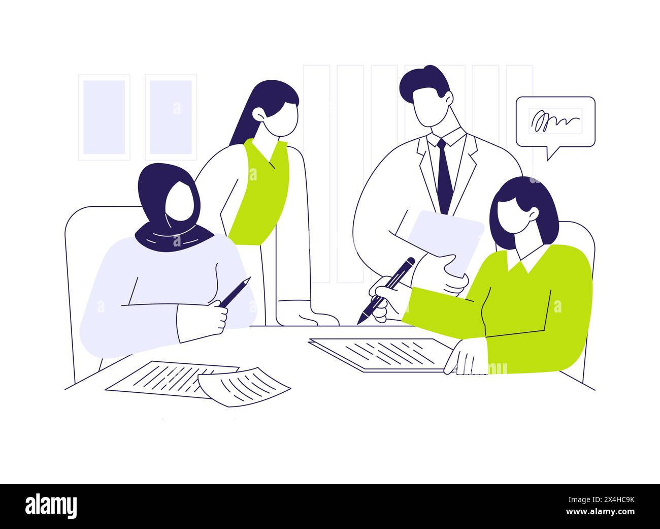 Signing contract abstract concept vector illustration Stock Vector ...