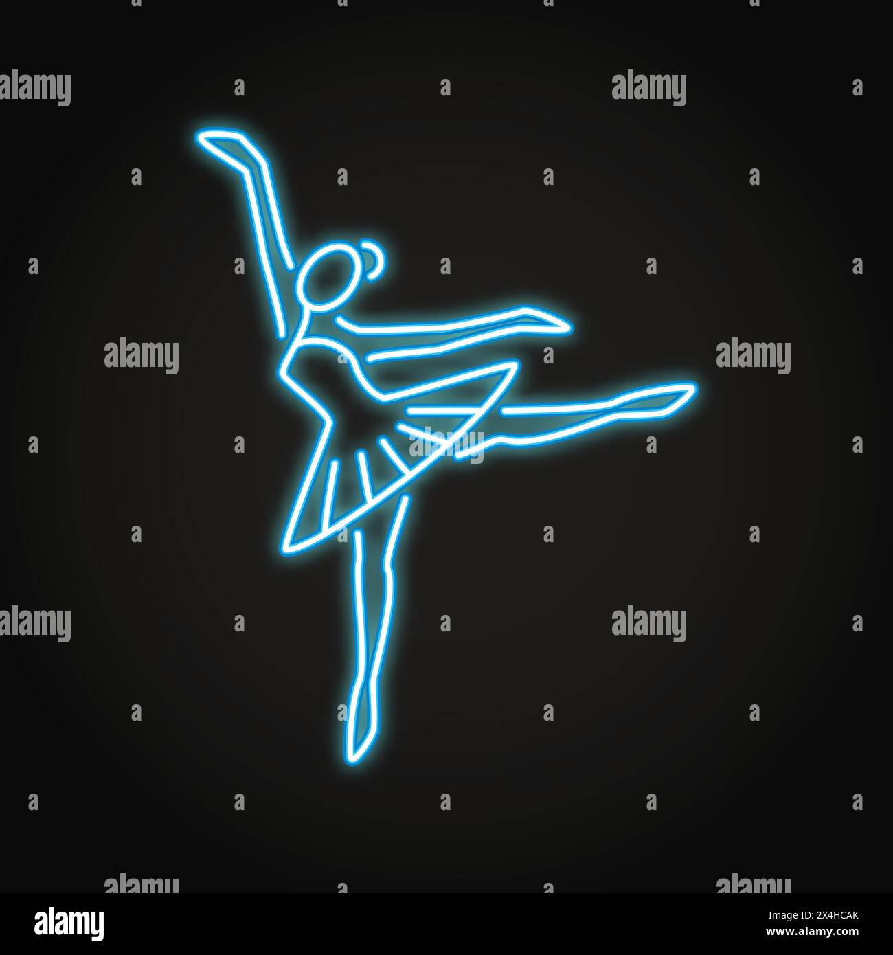 Ballet dancer neon line icon. Ballerina in arabesque position. Vector ...