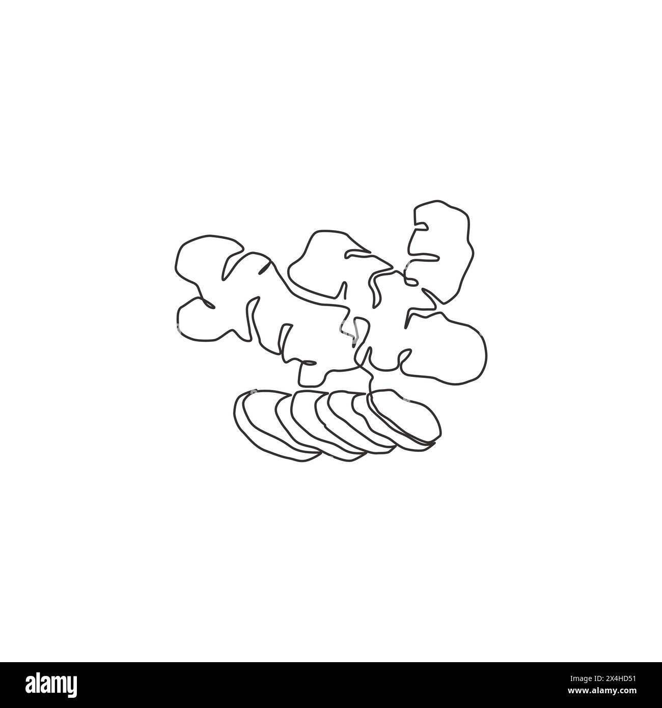 One continuous line drawing healthy organic ginger for farm logo ...