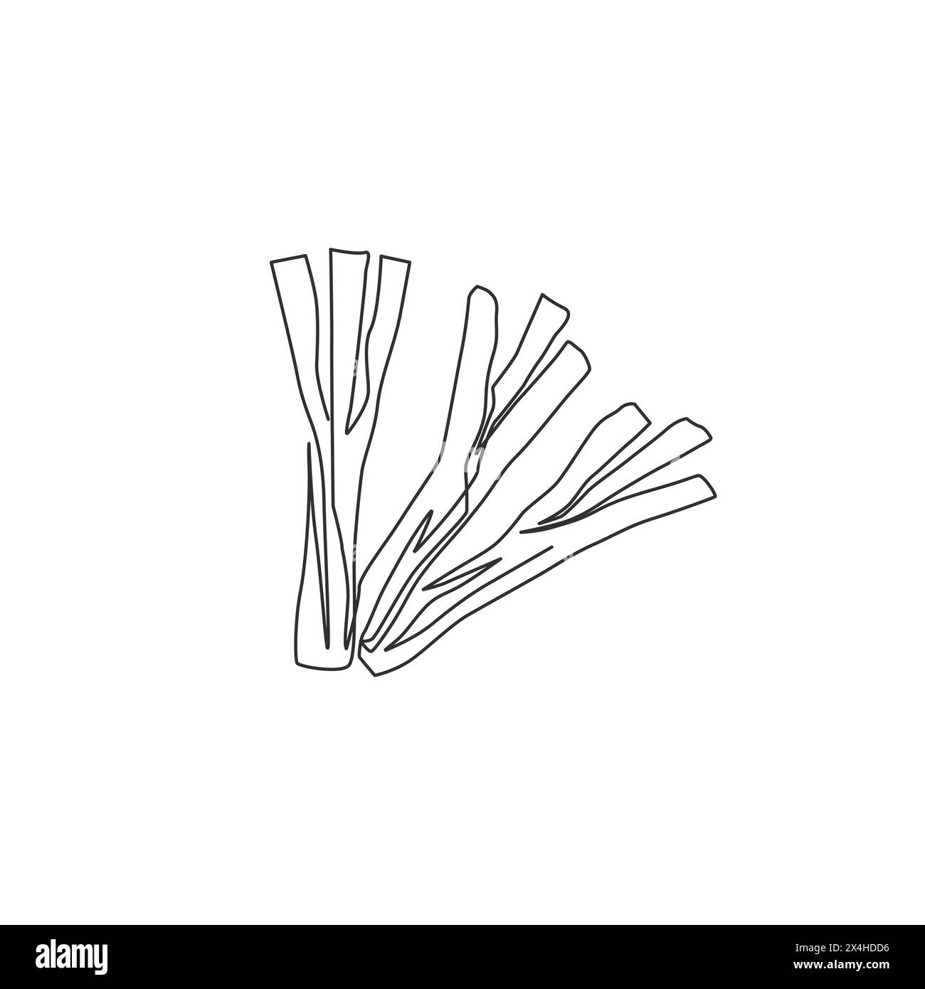 Single continuous line drawing of whole bunch healthy organic leek for ...