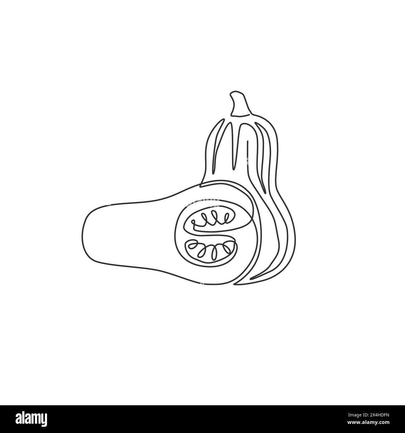 Single continuous line drawing of whole and sliced healthy organic ...