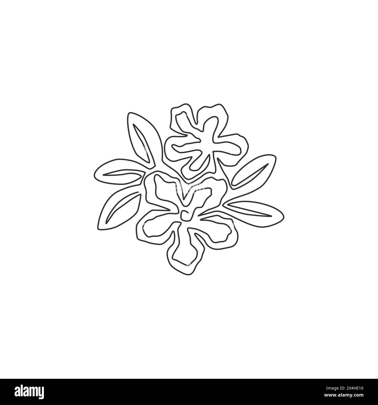 Single Continuous Line Drawing Of Fresh Beauty Adenium For Garden Logo