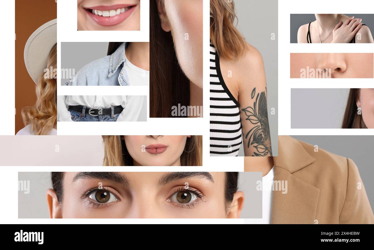 Collage made with photos of different women. Style, fashion, beauty ...