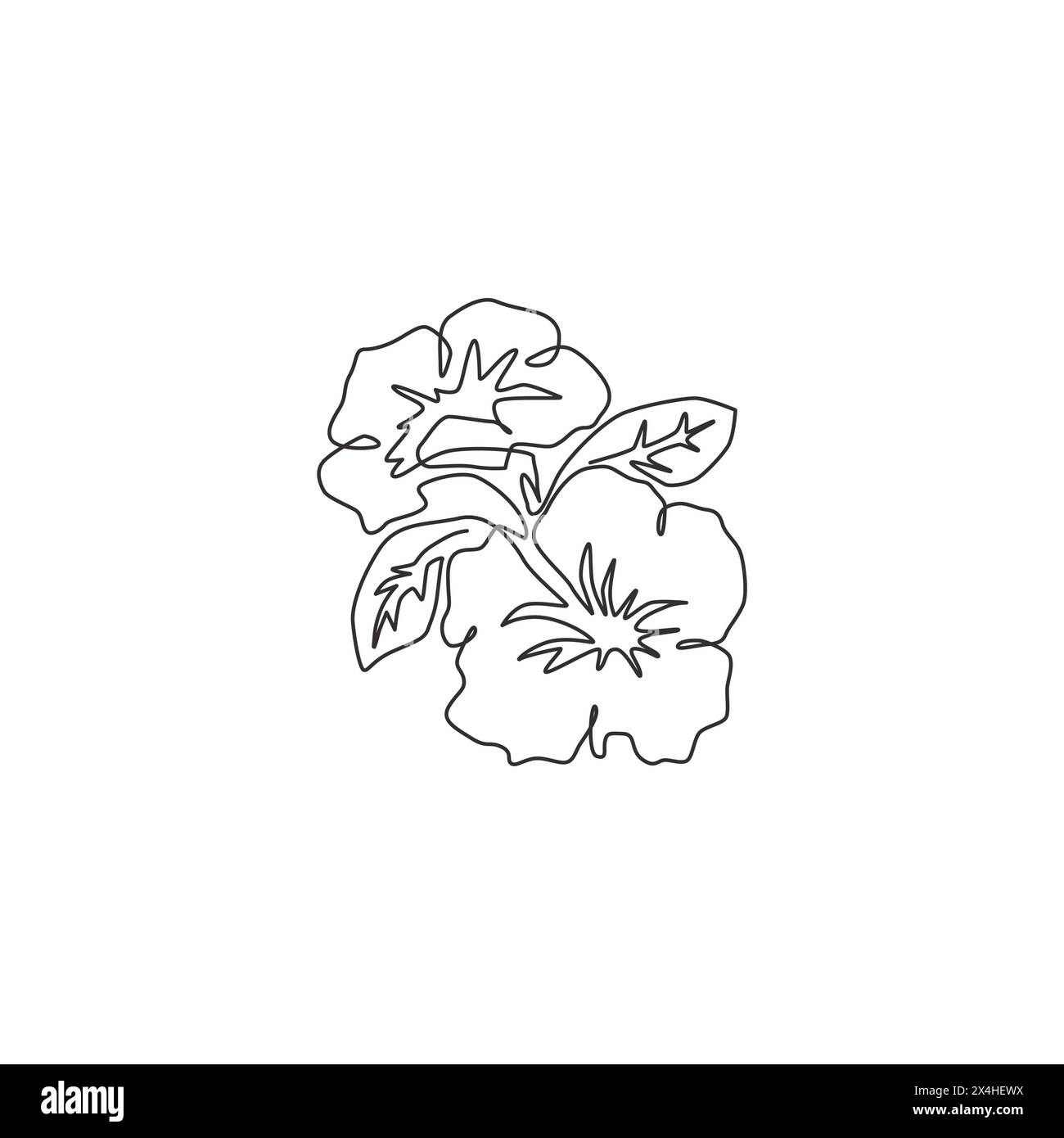 One single line drawing of beauty fresh petunioideae for home wall ...