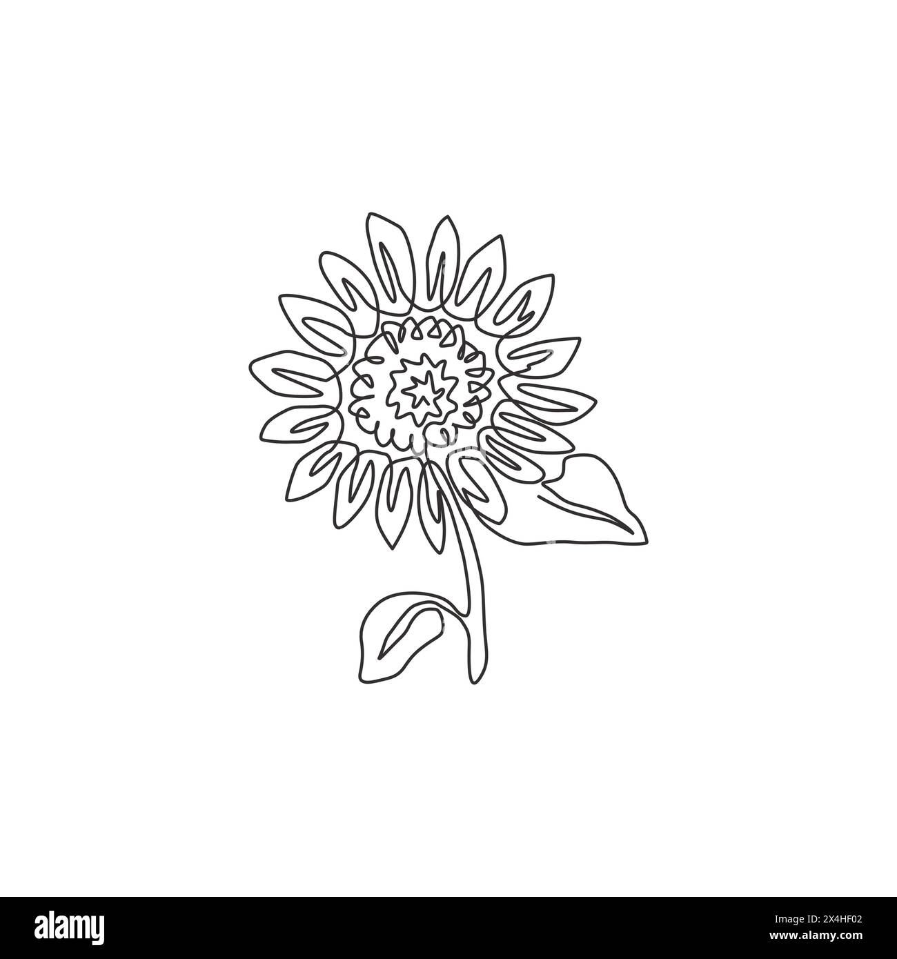 One continuous line drawing of beauty fresh sunflower for park logo ...