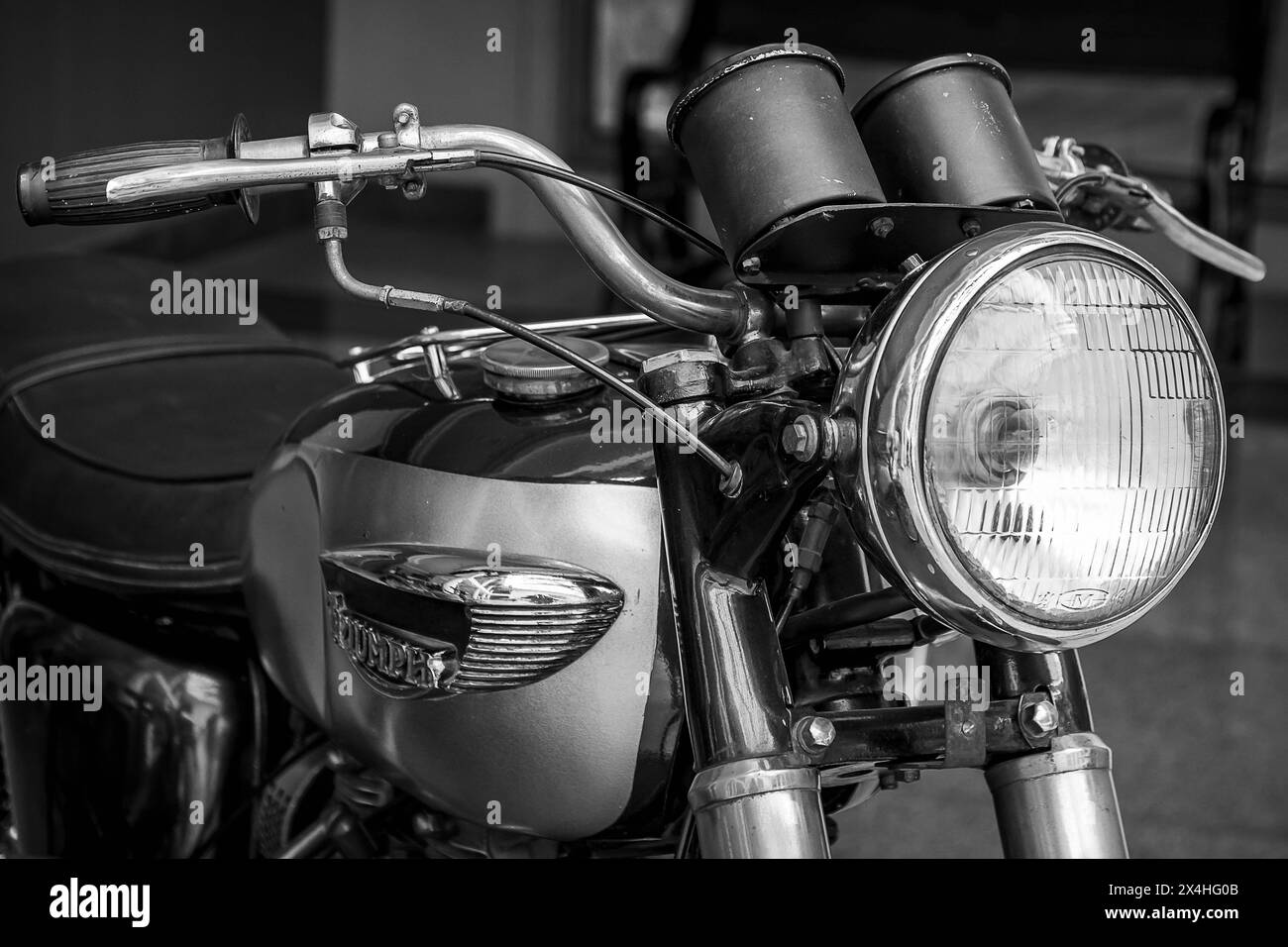 the beautiful front of a 1970s Triumph motorcycle Stock Photo - Alamy