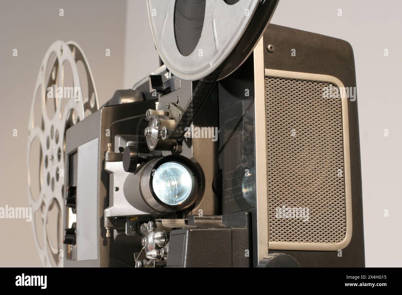 Bell and Howell 16mm Film Projector with lamp illuminated Stock Photo ...