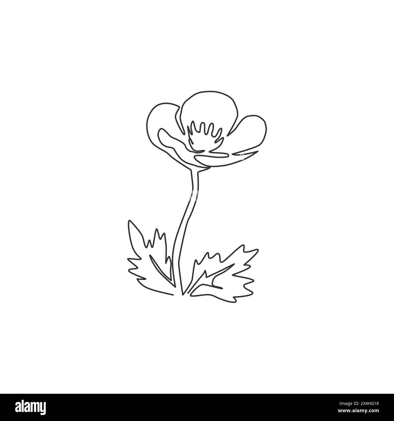 Single One Line Drawing Beauty Fresh Viola Hybrid Plant For Garden Logo