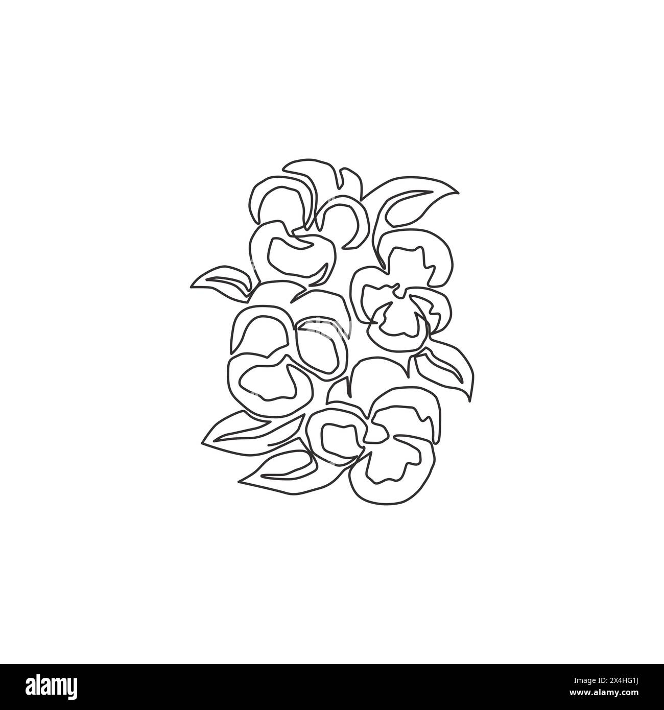 Single One Line Drawing Beauty Fresh Violet Hybrid For Home Wall Decor