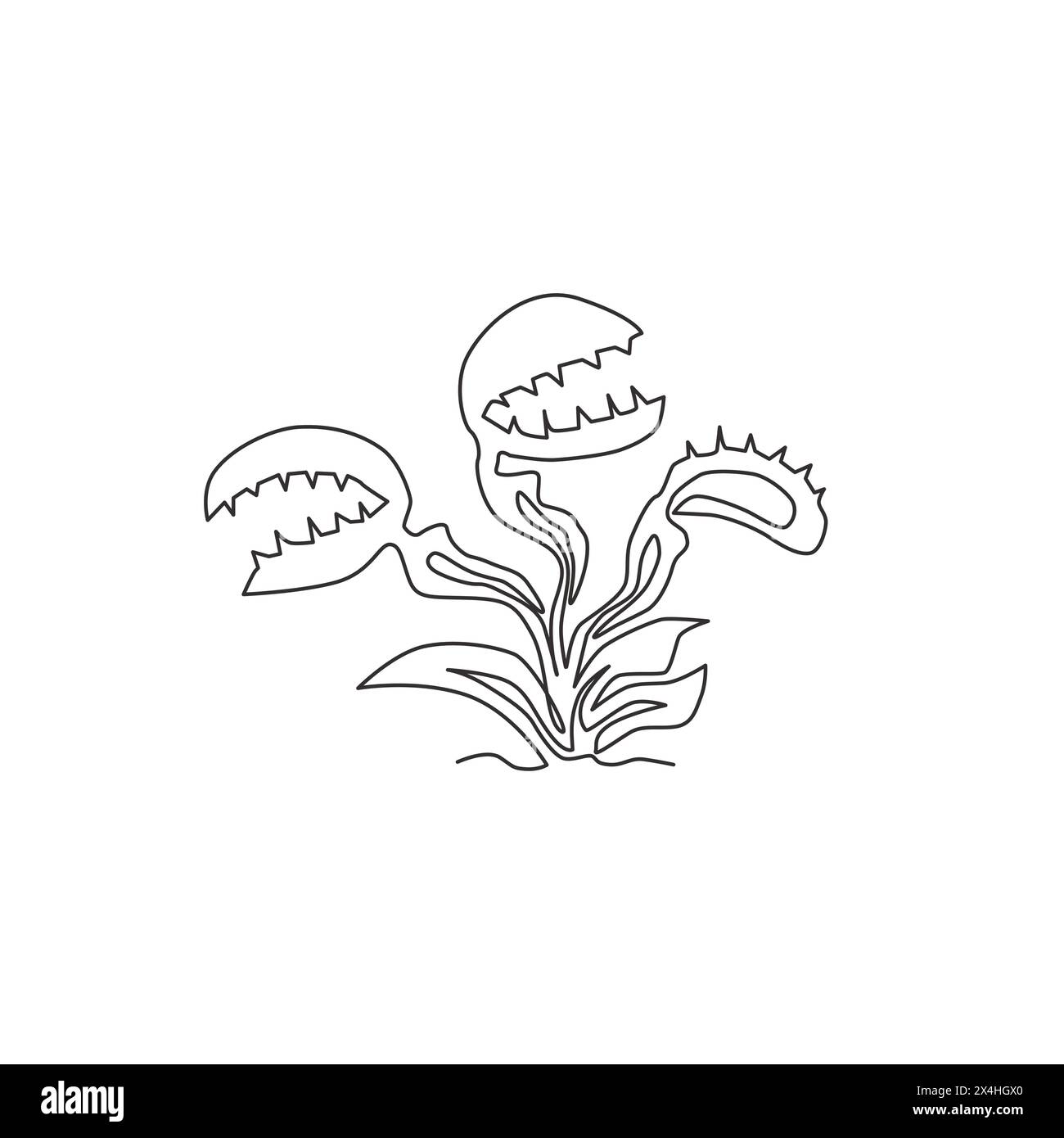 One continuous line drawing of beauty fresh venus flytrap for home ...