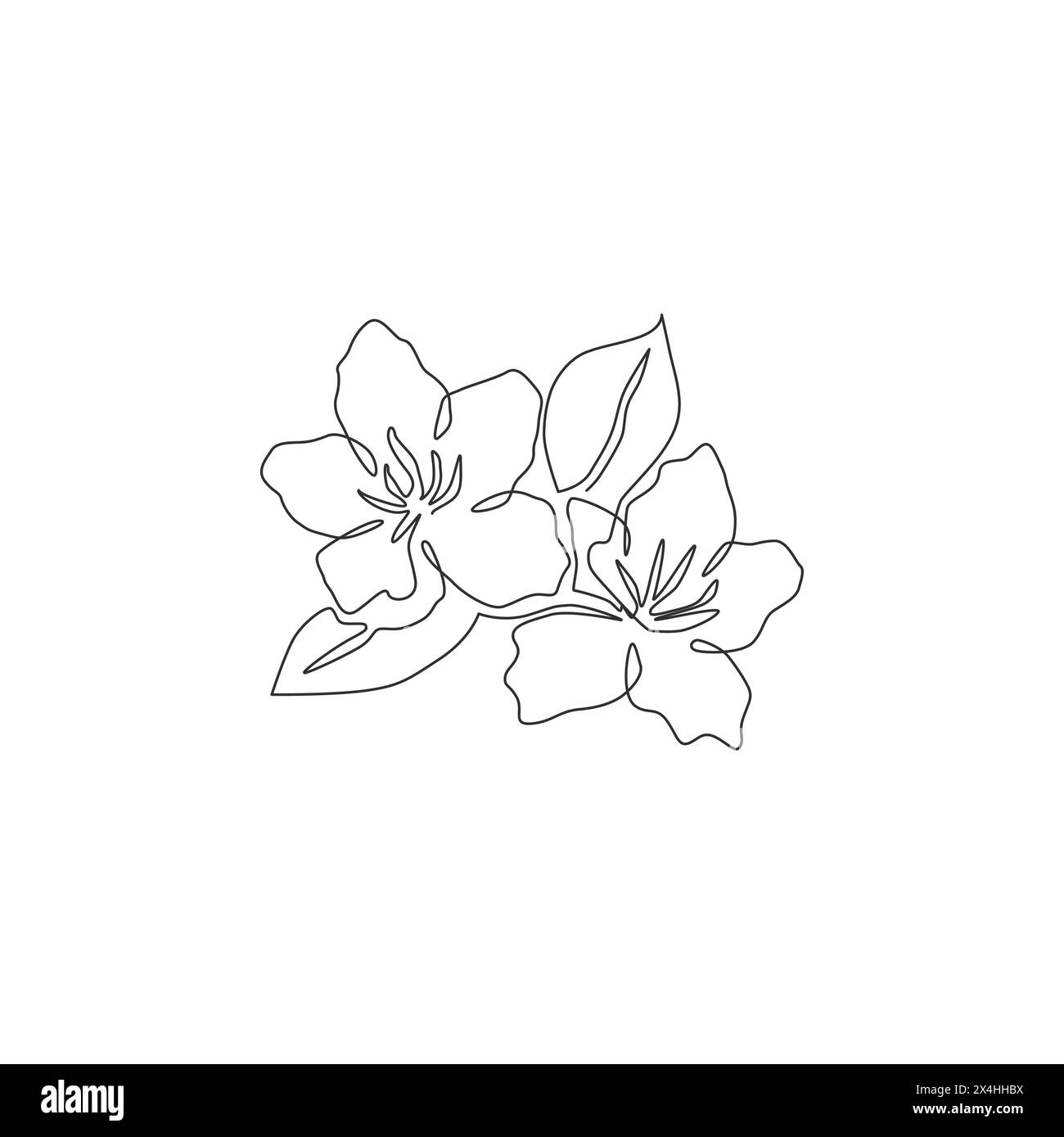 One continuous line drawing of beauty fresh azalea for home decor wall ...