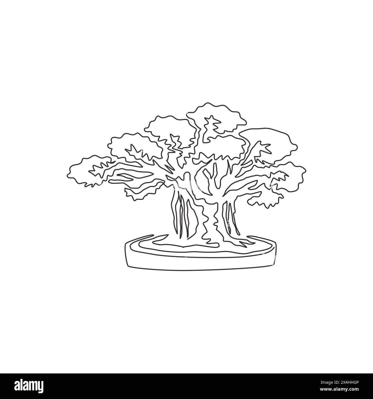 Single one line drawing beautiful and exotic Japanese bonsai tree ...