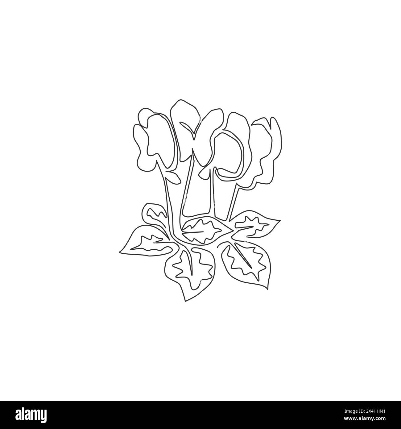 Single One Line Drawing Beauty Fresh Cyclamen For Garden Logo