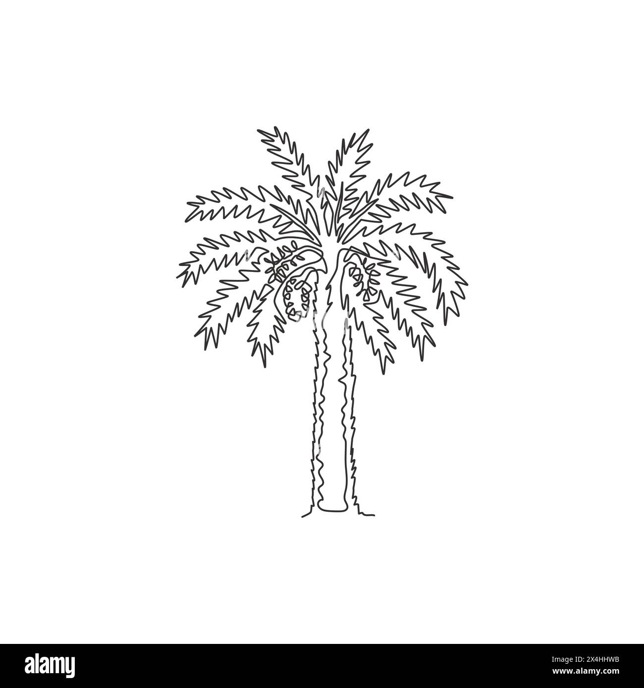One continuous line drawing of beauty and exotic date palm tree ...