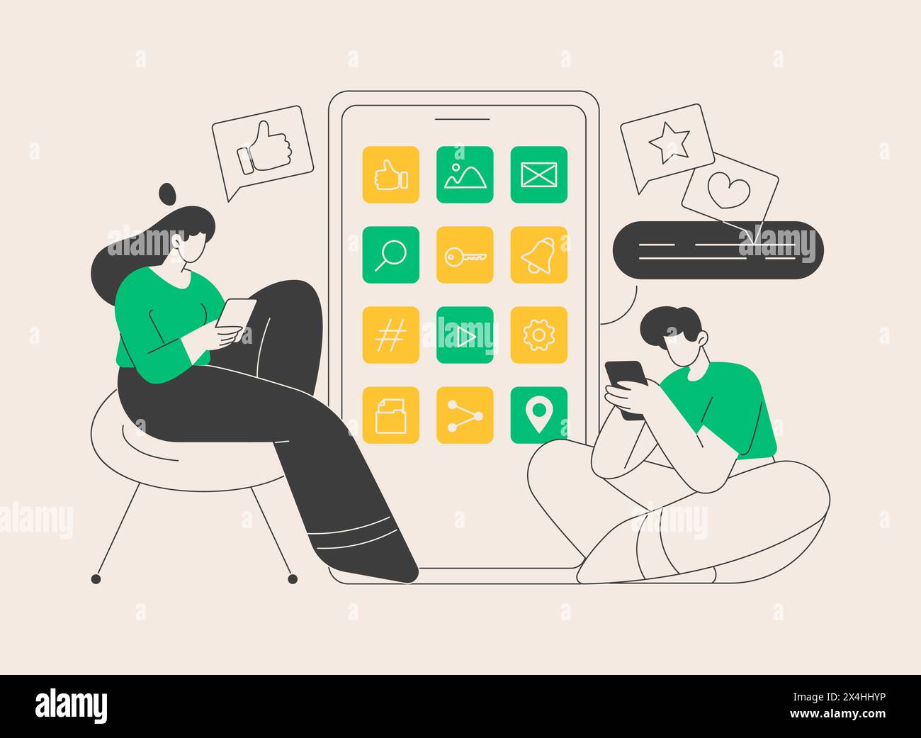 Smartphone addiction abstract concept vector illustration Stock Vector ...