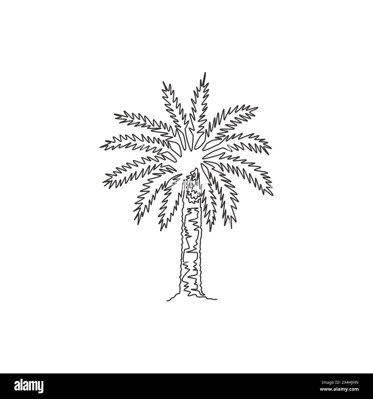 Single continuous line drawing of beauty and big phoenix dactylifera ...