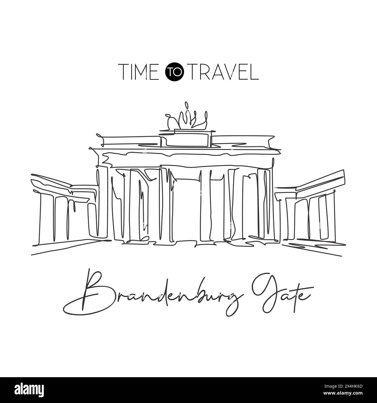 Single continuous line drawing Brandenburg Gate landmark. Beautiful ...