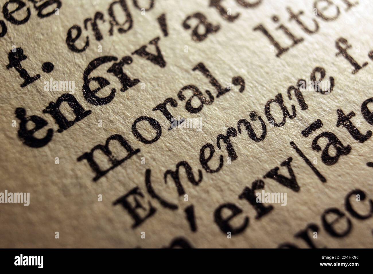 Word moral on dictionary page, macro close-up Stock Photo - Alamy