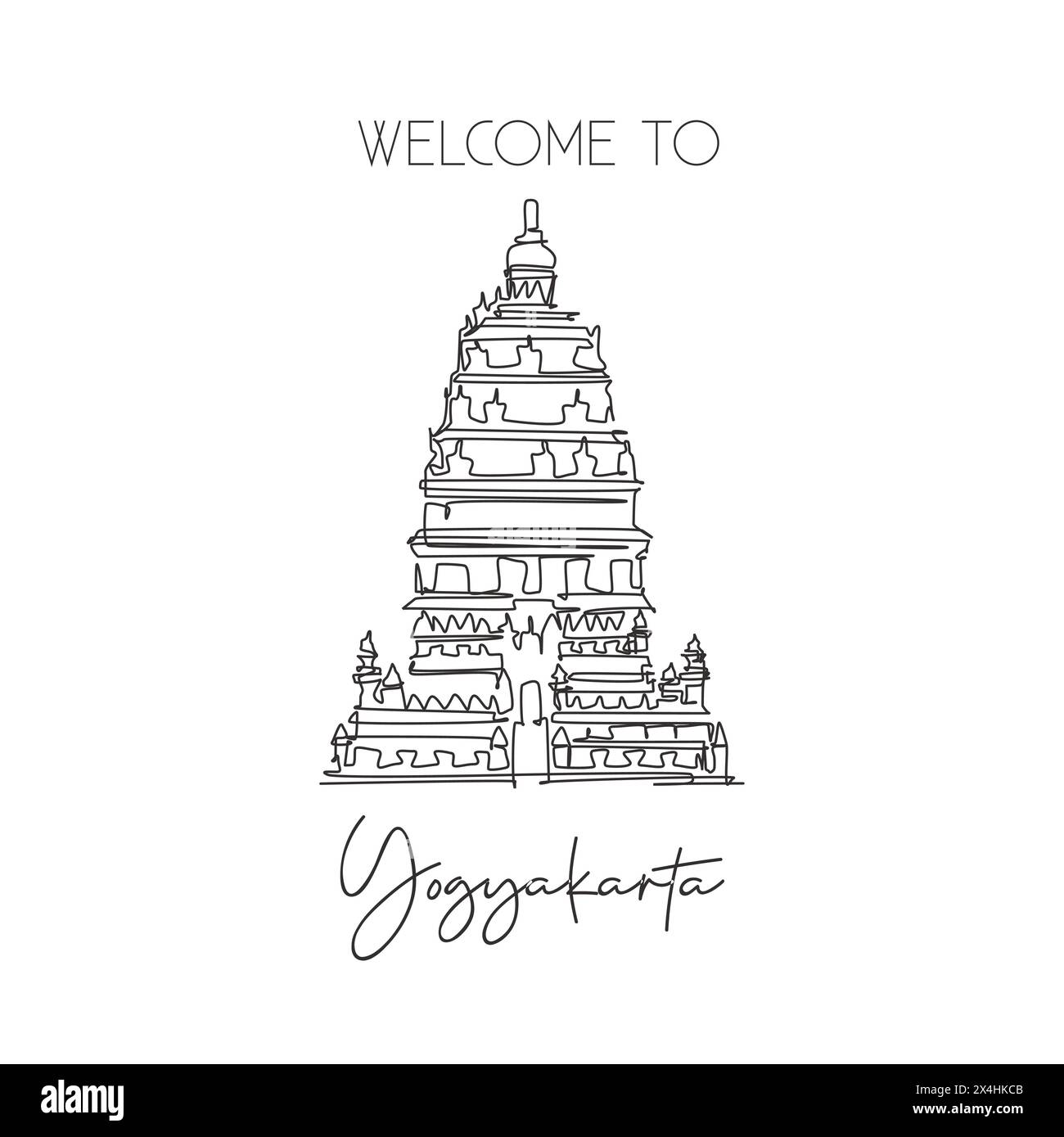 One continuous line drawing Prambanan Temple landmark. World iconic ...