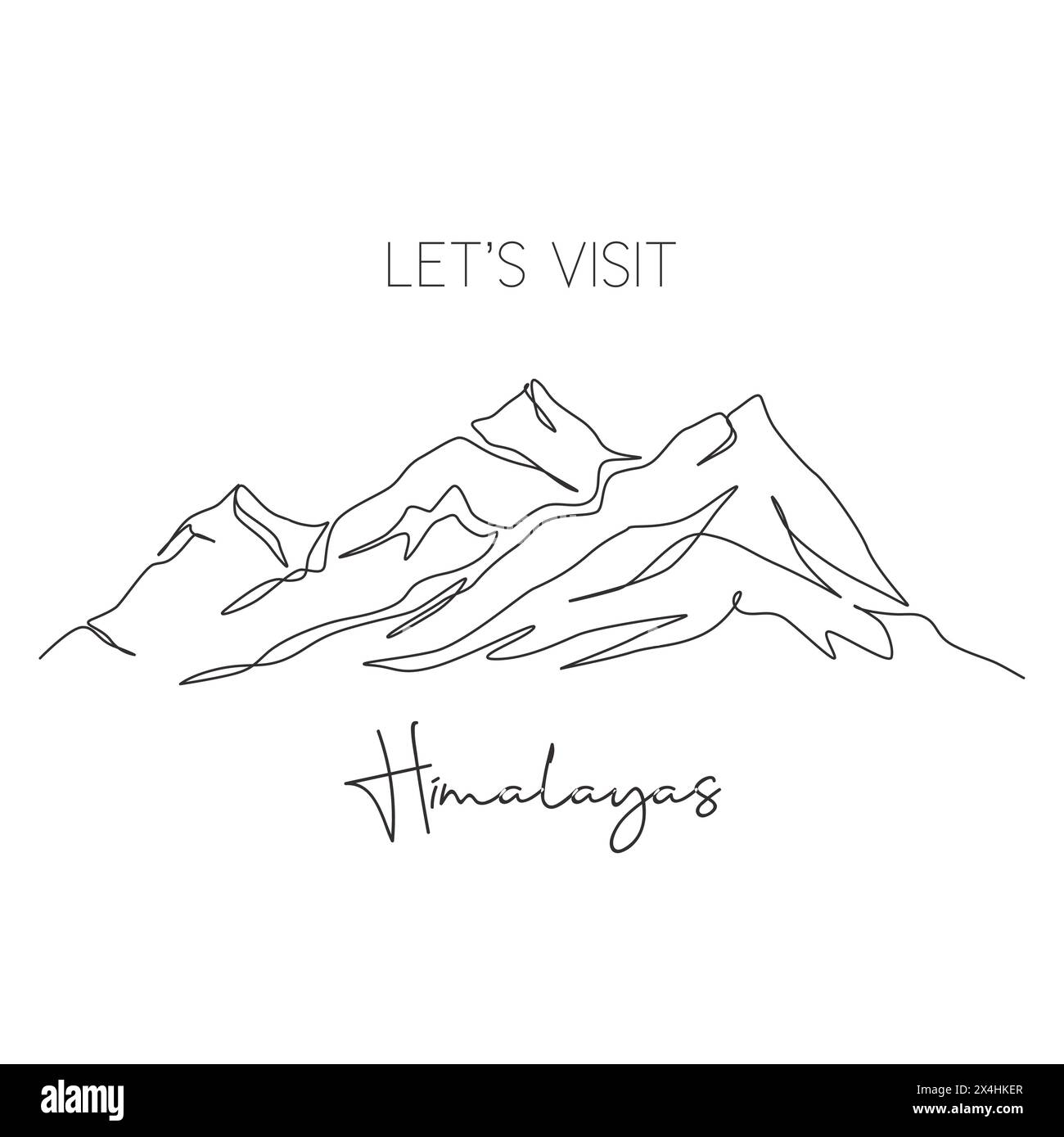 One continuous line drawing Himalaya Mount Everest landmark. World ...