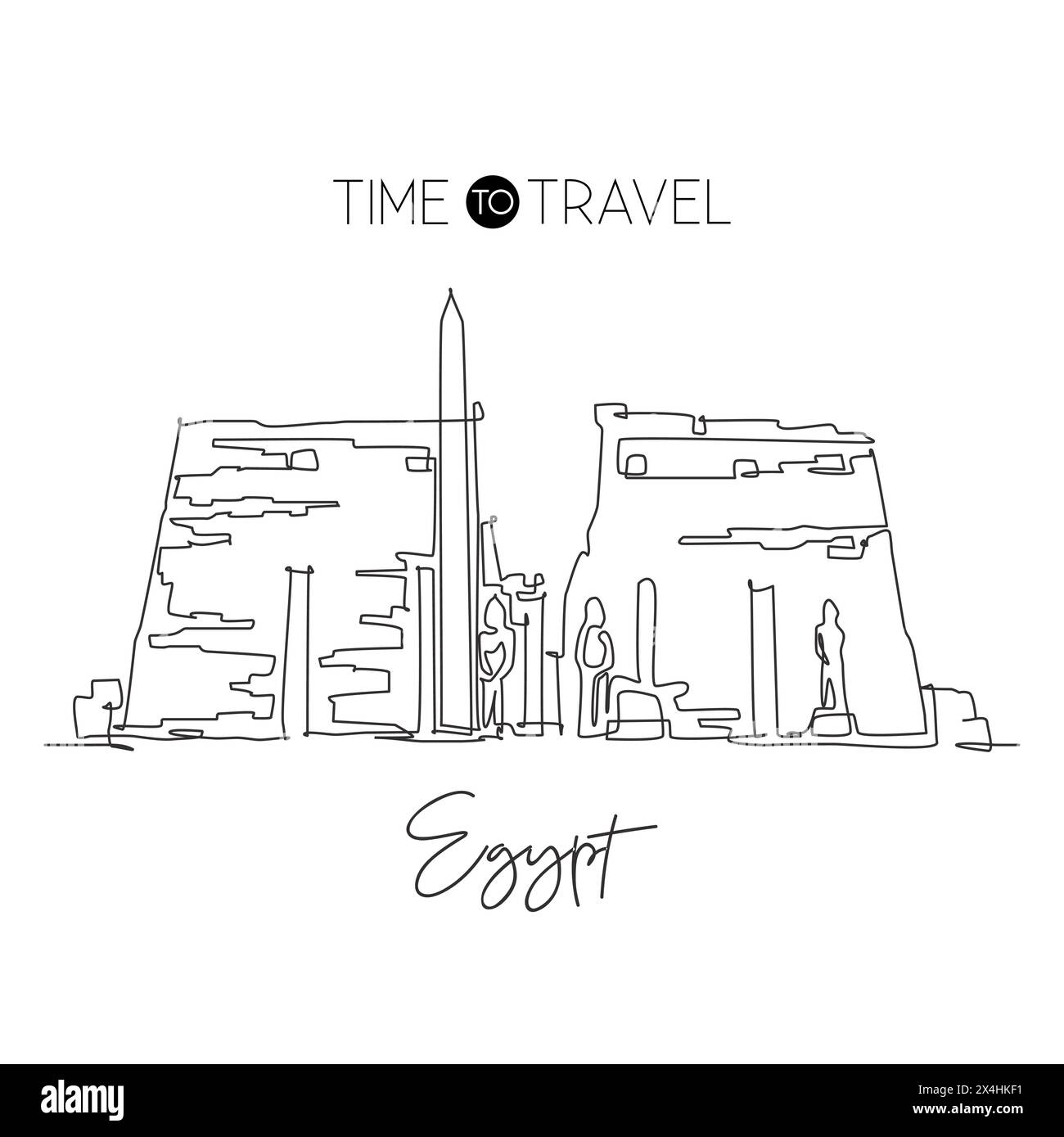 One Continuous Line Drawing Ancient Egyptian Luxor Temple Landmark World Iconic Place In Egypt