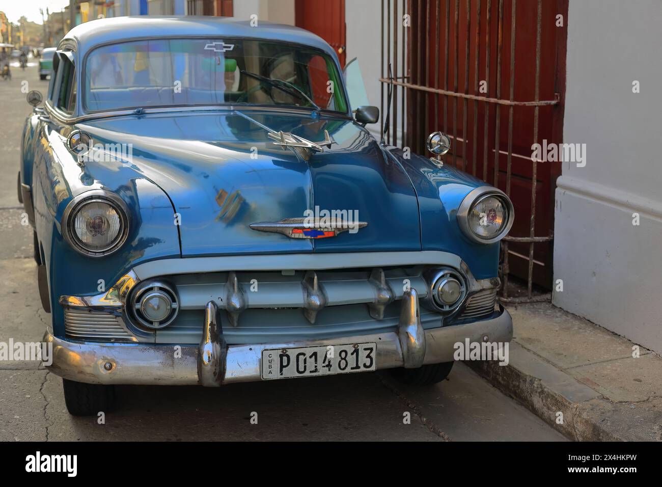 228 Blue and white almendron car -Chevrolet classic from 1953- parked ...