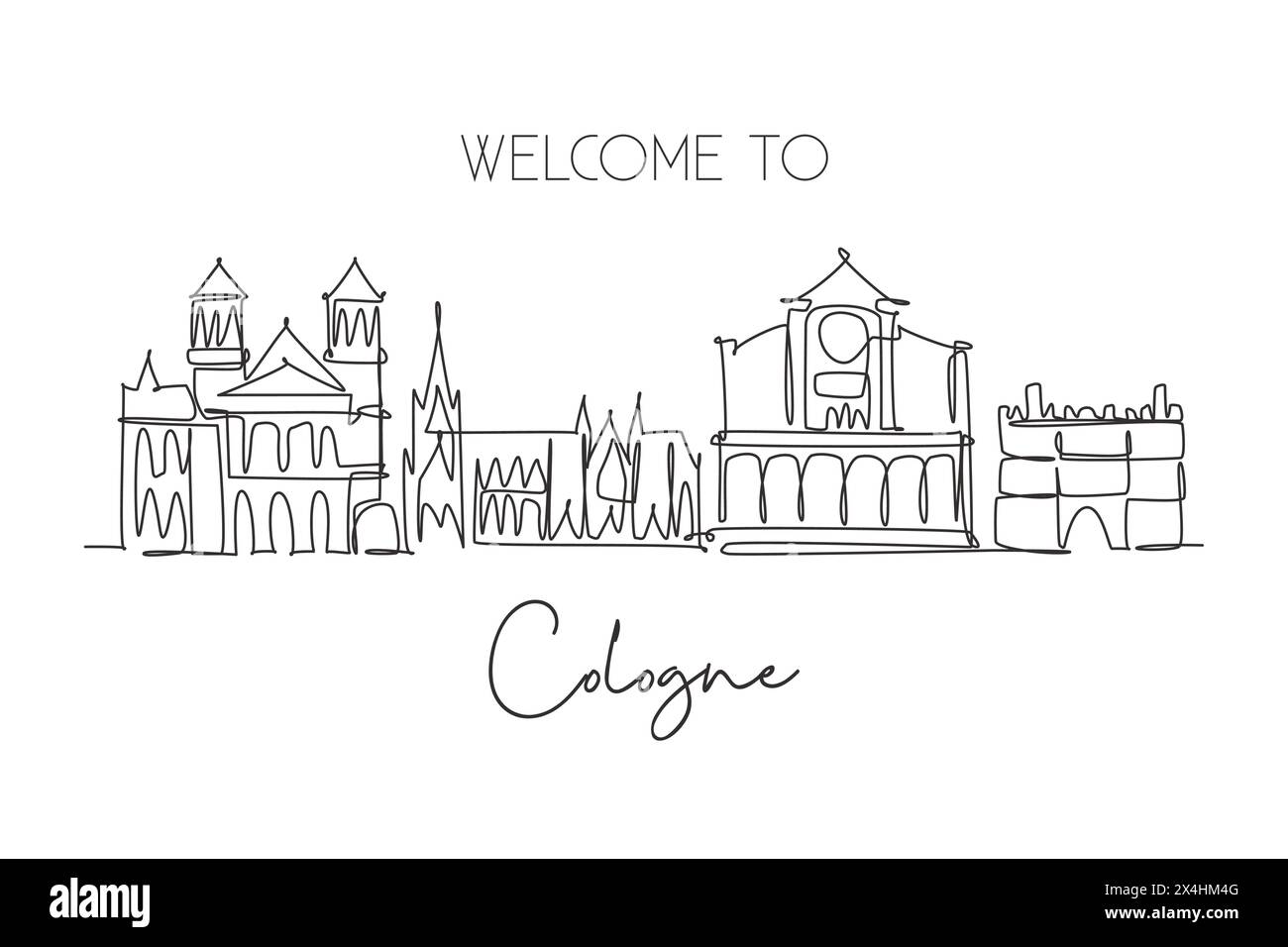 One single line drawing of Bristol city skyline. Historical city ...