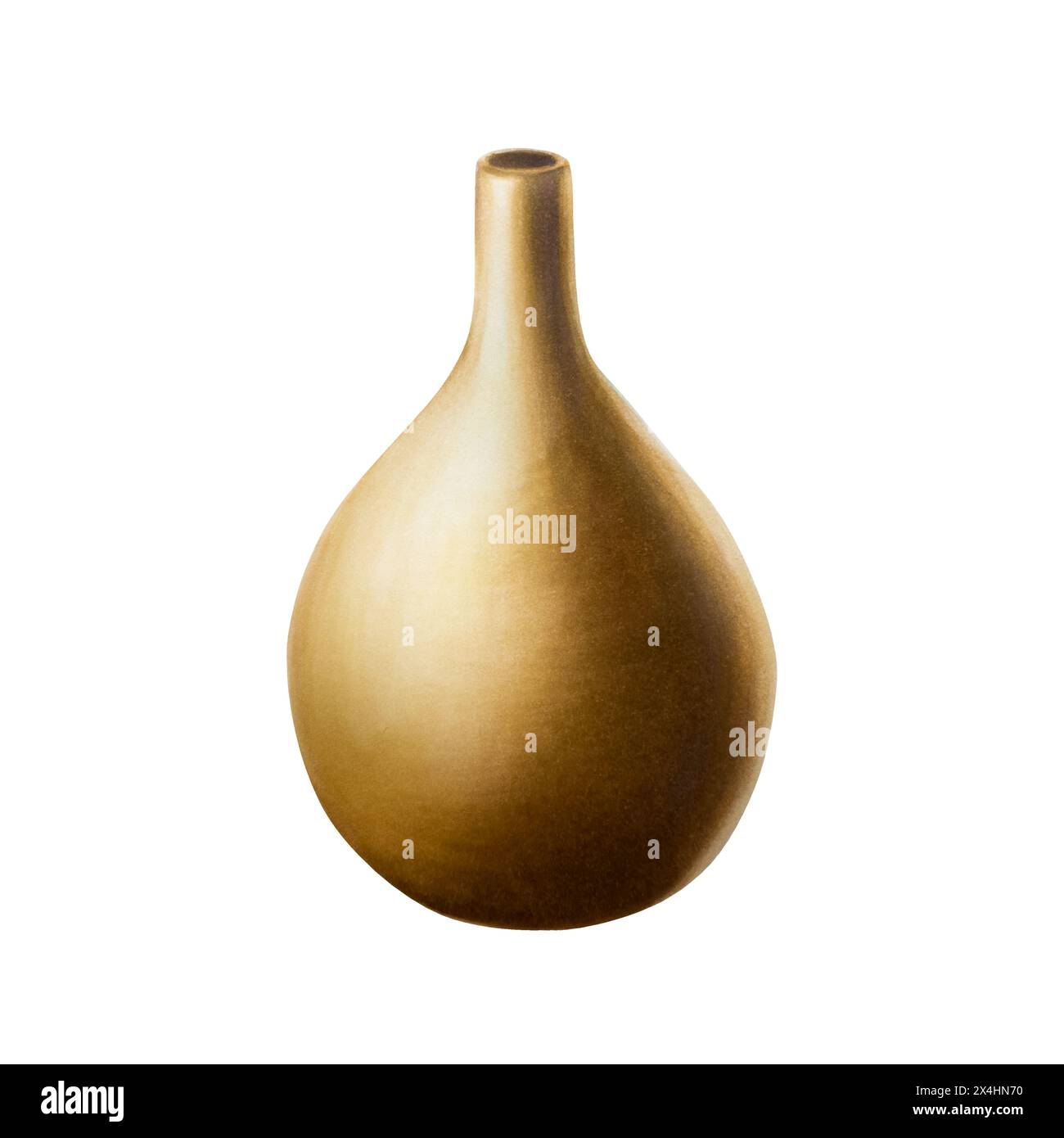 Beige antique ceramic vase. Watercolor hand drawn clay pot isolated on ...