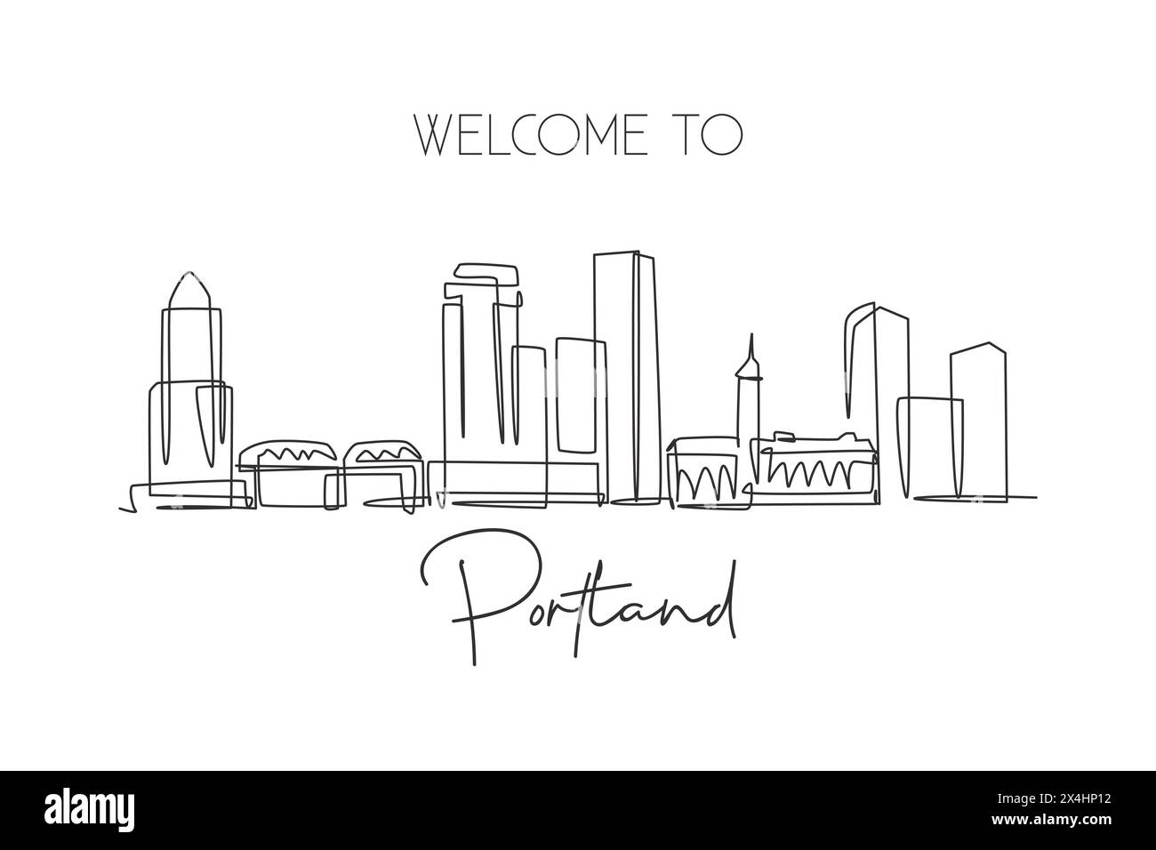 Portland skyline silhouette Cut Out Stock Images & Pictures - Alamy