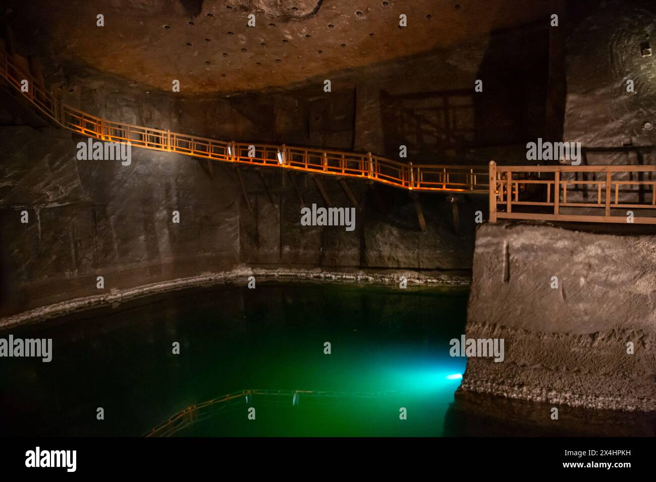 WIELICZKA, POLAND - JUNE 30: Underground staircase and Wieliczka salt ...