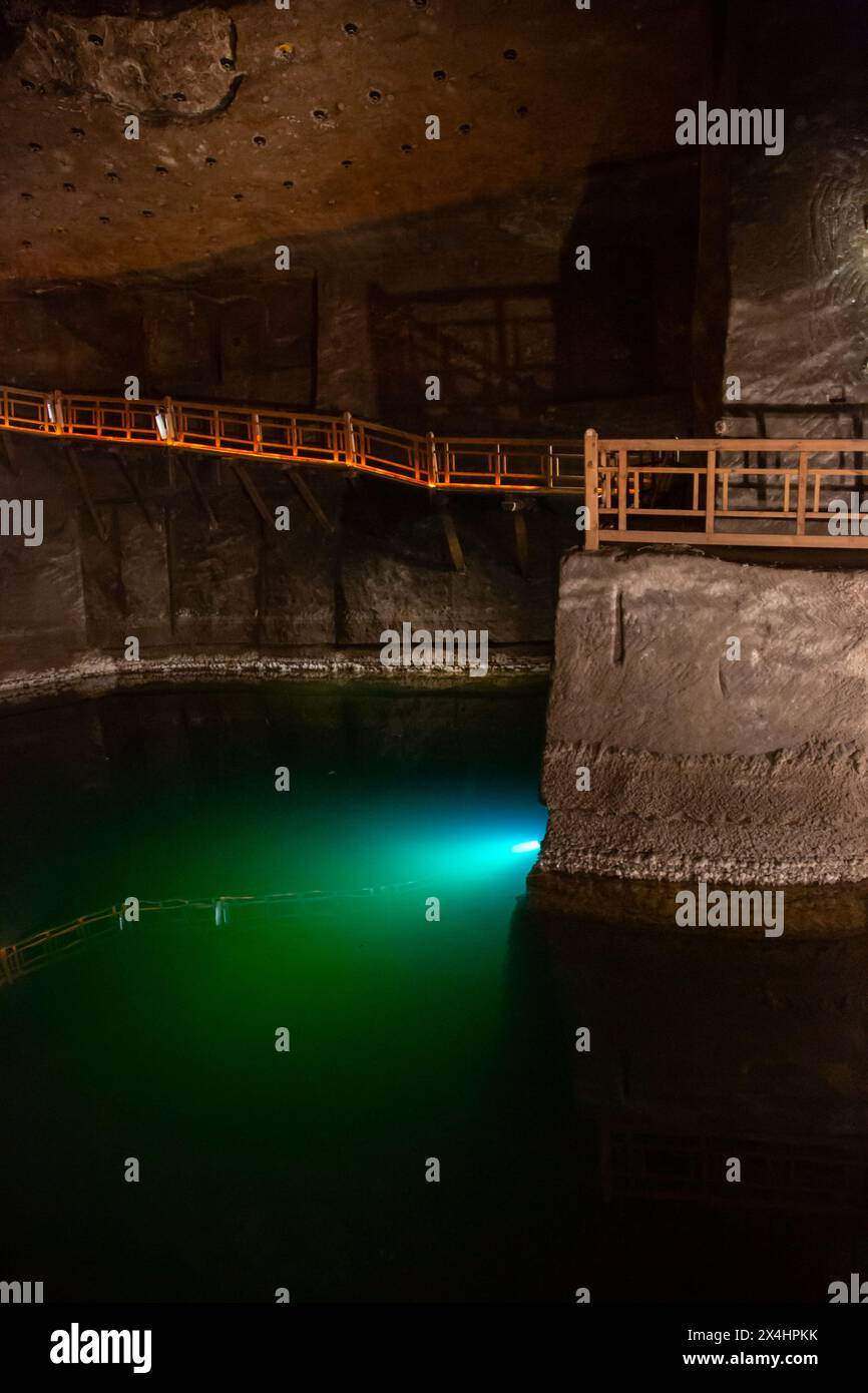 WIELICZKA, POLAND - JUNE 30: Underground staircase and Wieliczka salt ...